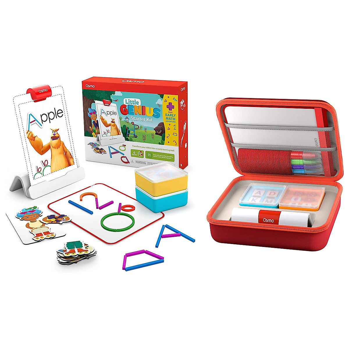 Osmo - Little Genius Starter Kit for iPad (Preschool Ages) + Grab & Go Large Storage Case for iPad Bundle (Amazon Exclusive) iPad Base Included
