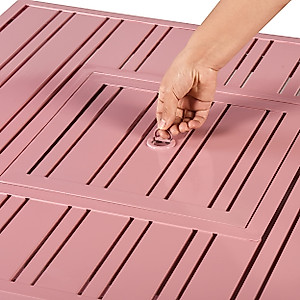 Square 32 in. x 32 in. Aluminum Propane Fire Pit Table with Glass Beads, Two Covers, Lid, 37,000 BTUs in Pink Finish