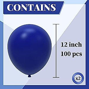 JOYYPOP Navy 100pcs Balloons, Latex Party Balloons for Graduation, Birthday, Anniversary, Nautical Party Decorations, 12 Inch Blue Balloons, Includes Ribbons