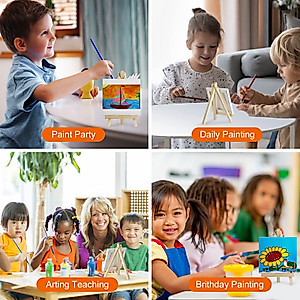32 Pack Mini Canvases for Painting, Small Stretched Painting Canvas with Mini Easel 4x4 Inch, Art Canvases Painting Kit with 64 Brushes & 32 Paint Tray for Kids Acrylic Pouring Oil Water Color Supply
