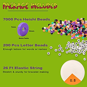 7200pcs Halloween Clay Beads Bracelet Making Kit, 10 Orange Purple Black Halloween Beads for Jewelry Making, Friendship Bracelet Kit Halloween Decorations Party Favors Crafts Gift for Women Adults