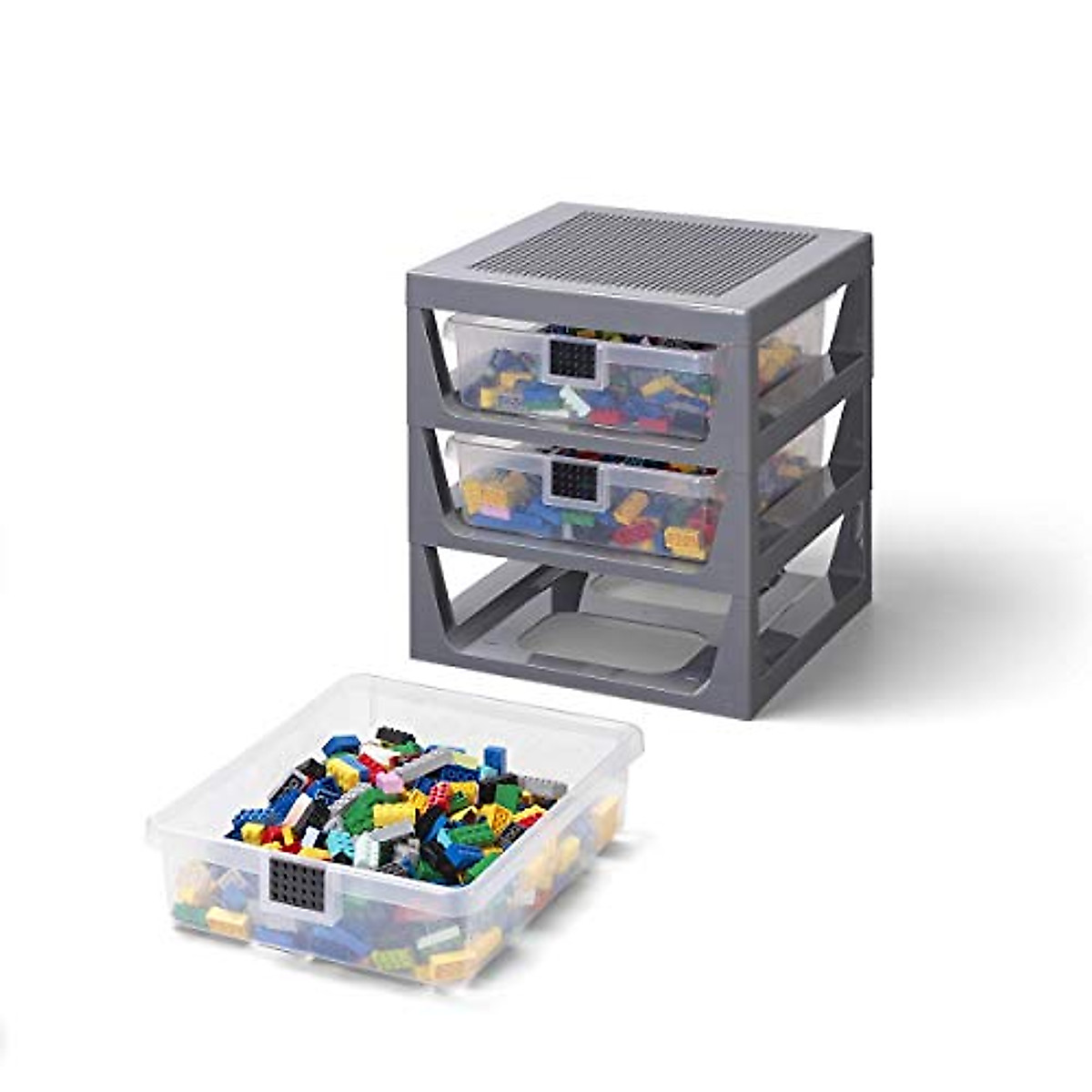 Room Copenhagen LEGO 3-Drawer Storage Rack System, 13-2/3 x 12-3/4 x 15 In, Dark Grey