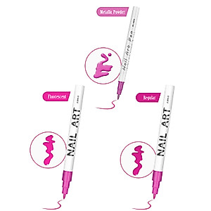 12 Color Metal Giltter 3D Nail Art Pens Set, Kalolary Nail Point Graffiti Dotting Pen Drawing Painting Liner Brush for DIY Nail Art Beauty Adorn Manicure Tools(E)