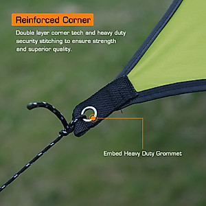 Esup 10 x 10 ft Hammock Rain Fly Lightweight Windproof Tent Tarp, 210T Ripstop Nylon Material, Camping, Hiking Essential Gear, (Green)