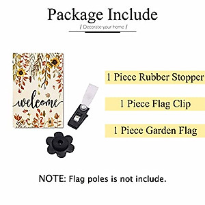 ORTIGIA Welcome Fall Maple Leaves Garden Flag Blurap Vertical Double Sided 12x18inch Autumn Sunflowers Small Garden Flag for Outside Fall Thanksgiving Farmhouse Seasonal Holiday Yard Décor