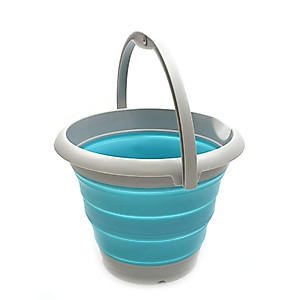 SAMMART 3 pcs. 5L / 1.32 gallons Collapsible Plastic Bucket (5L Round Set of 3, Bright Green+Bright Blue+Pink)