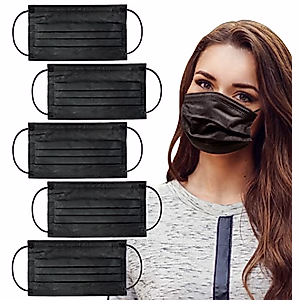 Sometheme Special 50PCS Unisex Adults Assorted Colors Single Use Face Mask Disposable Mixed Camouflage Protective Cover Mask Elastic Ear Loops (50 PC - Black Solid)