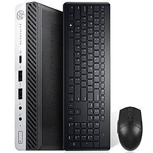HP EliteDesk 800 G3 Mini Desktop Computer Intel i7-6700T up to 3.60GHz 32GB New 512GB NVMe SSD Built-in AX200 Wi-Fi 6 BT Dual Monitor Support Wireless Keyboard and Mouse Win10 Pro (Renewed)