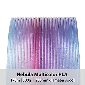 Protopasta Nebula HT PLA 3D Printer Filament 1.75mm 500g Multicolor Translucent Transition Glitter Filament; 3D Printing Filament on Recyclable Cardboard Spool for 3D Printers Like Creality Ender