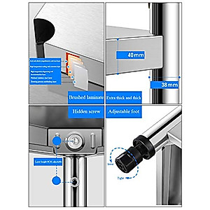 LIZI Racks 3 Tier Shelf Shelving Units,Multi-Purpose 201 Stainless Steel Small Storage Rack,Load-Bearing 153kg Per Floor,for Kitchen Livingroom Bathroom Office (Size : 90X45X80CM)