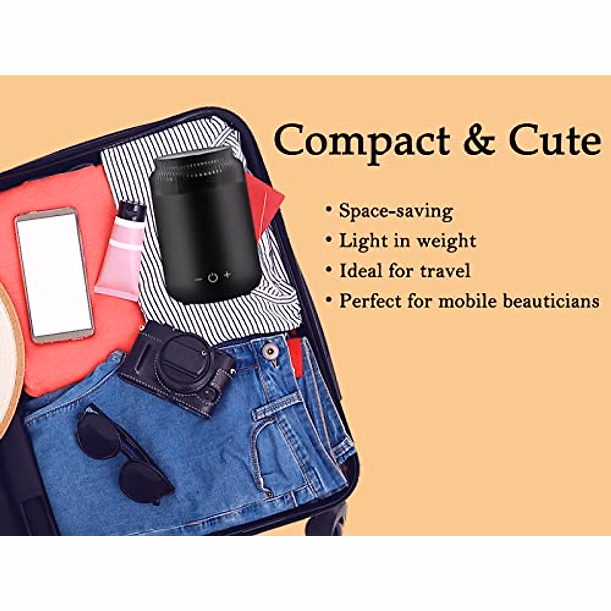 Podoy Mini Wax Pot Warmer for Hair Removal, Small Portable Travel Wax Melt Heater Machine Digital Display for SPA Salon Brow Body Nose Upper Lip Hair Waxing with 100 Wax Sticks