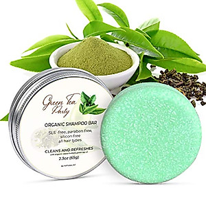 Naturalist Solid Shampoo Bar, 100% Organic, Plant Based, SLS Free, Vegan, All Hair Types & Body Care | pH Balanced, Plastic Free | Eco Friendly, Safe For Travel (green tea)