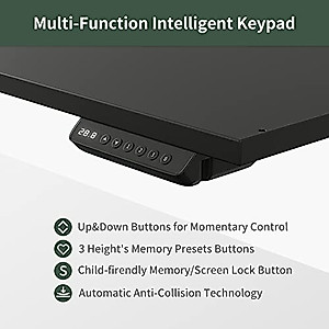 FEZIBO 55 x 26 Inches Mid-Century Modern Electric Standing Desk with 3 Drawers, Whole-Piece Stand Up Home Office Desks, Vintage Top/Black Frame（2 Packages）