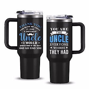 NIAXAUYT Gifts for Uncle, Uncle Tumbler 40oz With Handle, Uncle Gifts From Niece Nephew, Funny Uncle Gifts for Father's Day Birthday Christmas, Best Uncle Gifts for New Uncle Funcle Coffee Mug