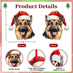 D24TIME German Shepherd Christmas Ornament-German Shepherd Ornament for Christmas Tree Decorations Acrylic German Shepherd Gifts for Women German Shepherd Dog Lovers Car Home Office Hanging Decor