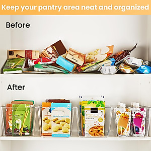 YIHONG Clear Plastic Storage Bins, 8 Pack Pantry Organizer Bins with Handle for Kitchen, Freezer,Cabinet,Closet Organization and Storage