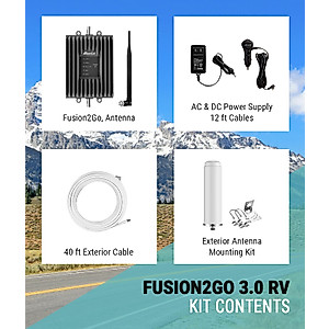 SureCall Fusion2Go 3.0 RV Cell Signal Booster for Motorhome, 5G/4G LTE, Large Vehicles, Permanent Omni Antenna, Multi-User All Carrier Boosts Verizon AT&T Sprint T-Mobile, FCC Approved, USA Company