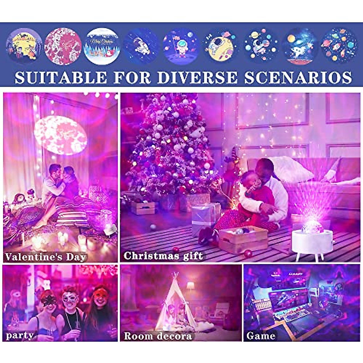 Galaxy Projector Star Projector,Galaxy Light Projector for Bedroom,Star Projector with Music/Remote Control/Timer/Bluetooth Speaker, A Great Choice for a Halloween Christmas