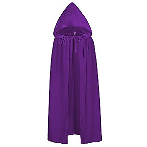 ALIZIWAY Kids Hooded Velvet Cloak Purple Cape for Halloween Christmas Cosplay Costumes 8-16 Years 109PL
