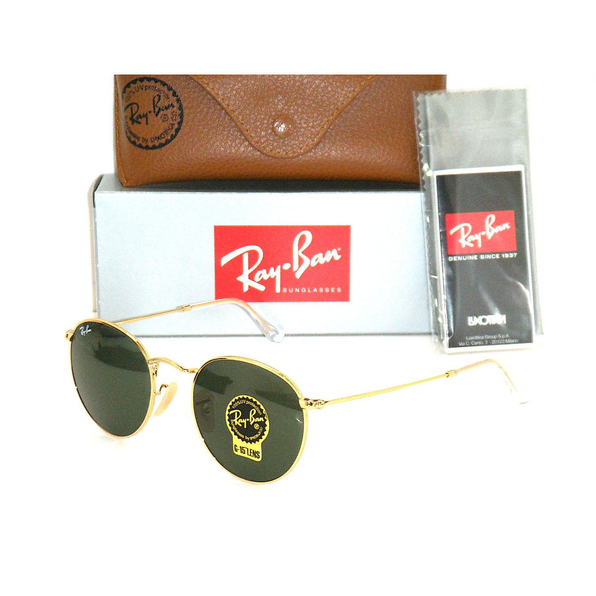 Ray Ban RB3447 ROUND METAL Sunglasses Color 001, Gold, 50 mm