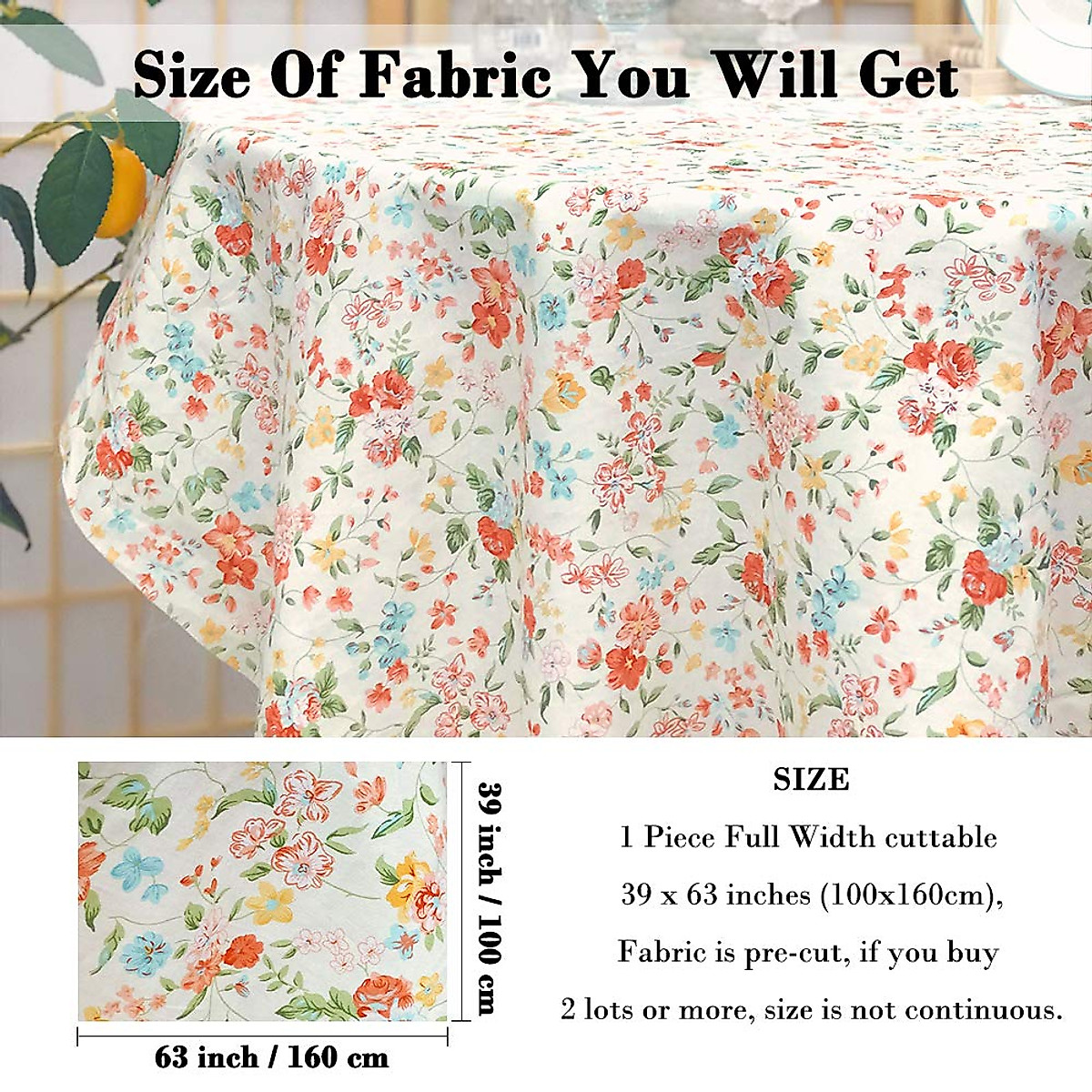 LANEHUA Cotton Fabric by The Yard for Sewing DIY Crafting Fashion Design Printed Floral Washable Cloth Bundles Voile;Full Width cuttable39 x 63inches (100x160cm) (Purple Flowers)