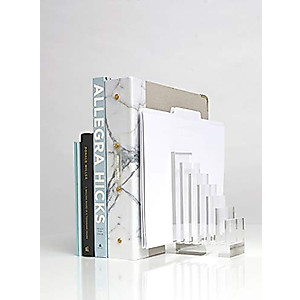 russell+hazel Acrylic Collator and Bookend, Clear, 5” x 8” x 2.5”