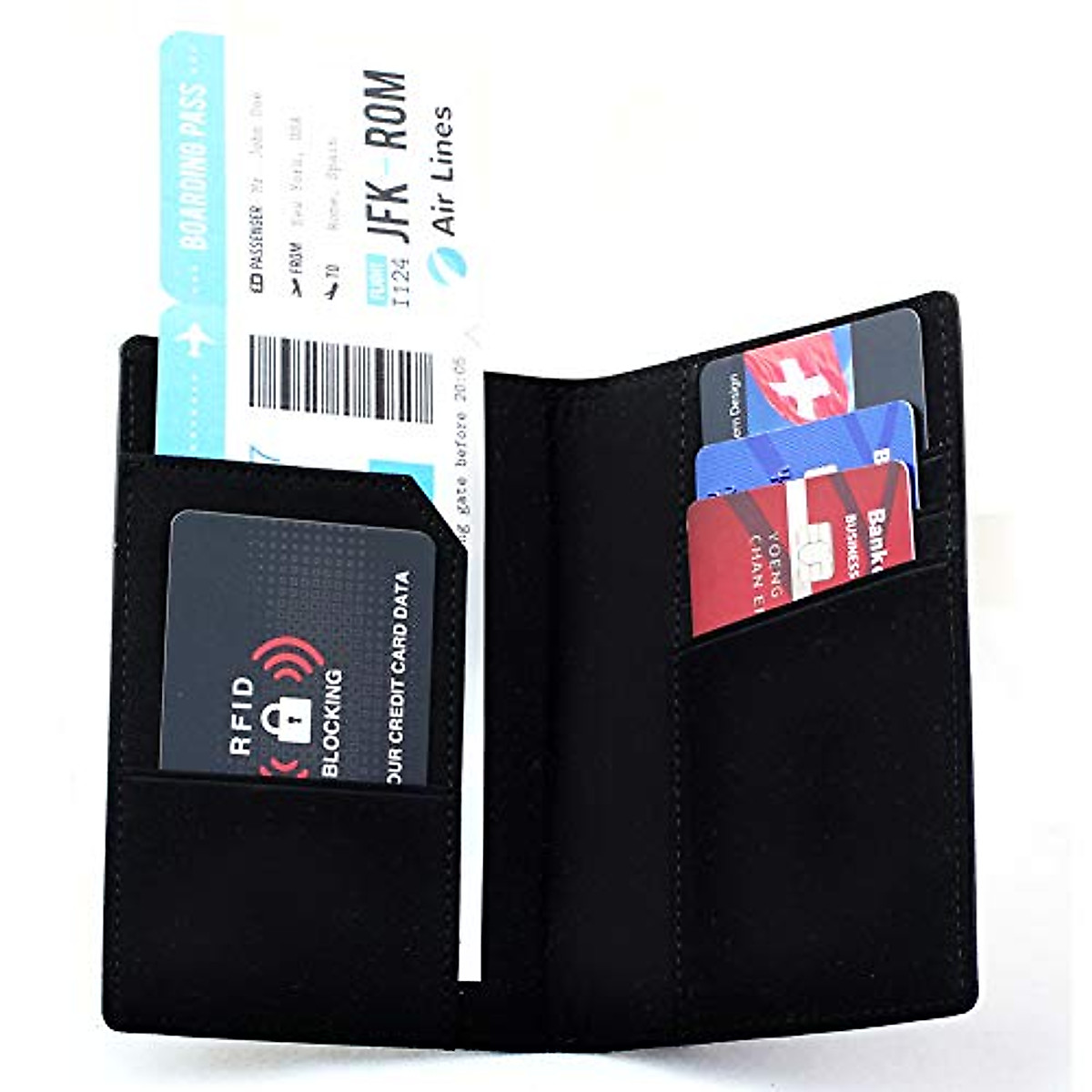 Sotania - Swiss Leather Passport and Credit Card Holder Case RFID Blocking Cover Travel Document Organizer Wallet Gift for Men, Women (Grey)