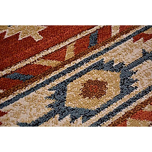 Nevita Collection Southwestern Native American Design Area Rug Rugs Geometric (Orange (Terra), 3 x 3)