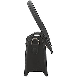 Nodeber Mini Crossbody Bag for Women Girls Synthetic Leather Flap Purse Styling Top-Handle Clutch Handbag Black