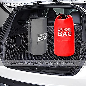 IHOMAGIC 71L Laundry Bag Backpack with Adjustable Shoulder Straps and Pocket, Hanging Fabric Laundry Hamper, Portable Laundry Baskets with Buckle, Extra Large Dirty Clothes Hamper for Laundry (Red)