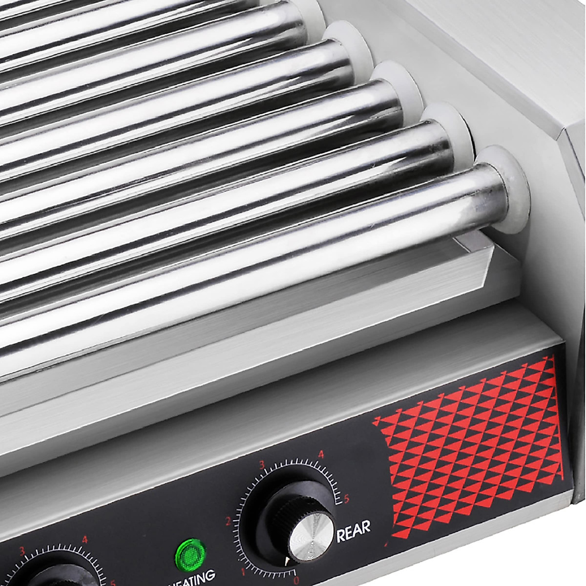 Hot Dog Roller Machine – Stainless-Steel Cooker with 7 Non-Stick Rollers – Cooks 18 Hot Dogs – Concession Stand Supplies by Great Northern Popcorn