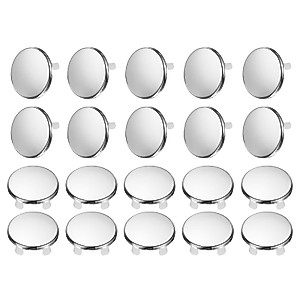 uxcell 20pcs Sink Overflow Rings, Bathroom Kitchen Basin Trim Bath Sink Hole Round Single Layer Plastic Overflow Drain Cover Insert in Hole (Silver Tone)
