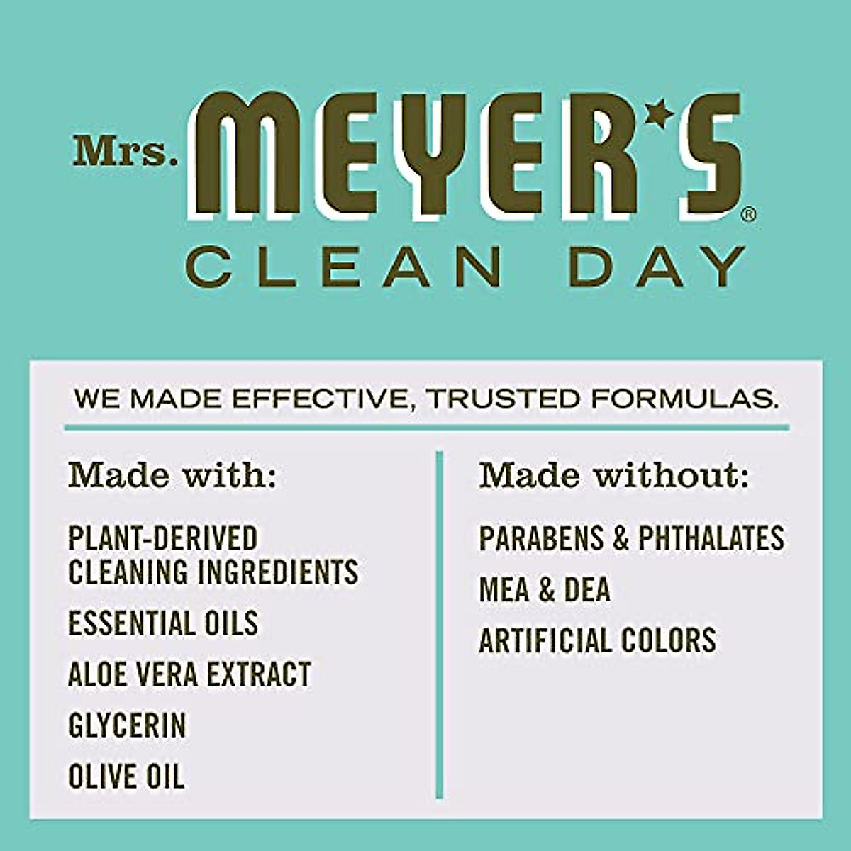 Mrs. Meyer's Hand Soap Refill, Made with Essential Oils, Biodegradable Formula, Basil, 33 Fl. Oz - Pack Of 2