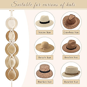Dahey Macrame Hat Hangers Hat Rack for Wall Cowboy Hat Organizer Hanging Display Hand Weaving Bobo Hat Holder Western Decor for Wide Brim Hats Bowler Fedora Hats, 5 Hats Style