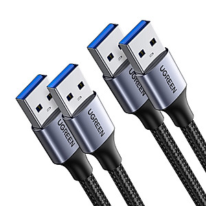 UGREEN USB A to USB A, Male to Male, 2 Pack USB to USB 3.0 Cable Compatible with External Hard Drive, Laptop Cooler, DVD Player, TV, USB 3.0 Hub, Monitor, Camera, Set Up Box, and More(3 FT +3 FT)