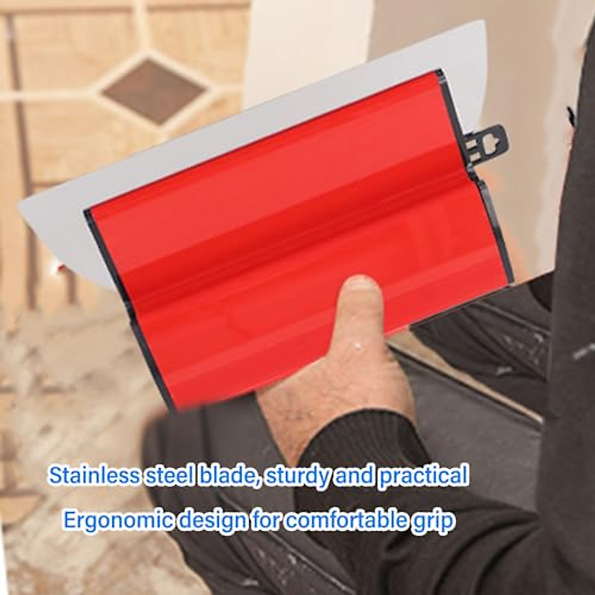 9.8Inch/250MM Drywall Skimming Blade, Smooth Finish, Ergonomic Comfort Grip, Stainless Steel Drywall Smoothing Spatula for Large Working Area Wall Decoration Construction Tool