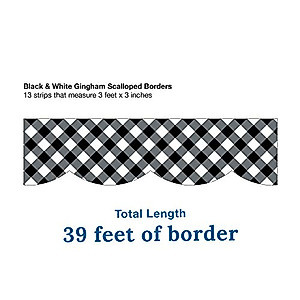 Schoolgirl Style Black and White Gingham Bulletin Board Borders, Woodland Whimsy Classroom Decorations, 39 Feet