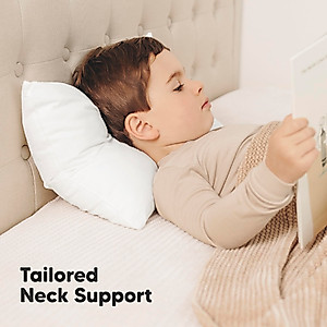 2-Pack Toddler Pillow - Soft Organic Cotton Toddler Pillows for Sleeping - 14X20 Jumbo Pillow for Kids - Kids Pillows for Sleeping - Kids Pillow for Travel, School, Nap, Age 2 to 5 (Soft White)