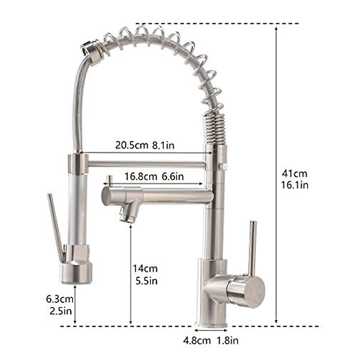 AIMADI Contemporary Kitchen Sink Faucet,Single Handle Stainless Steel Kitchen Faucets with Pull Down Sprayer,Brushed Nickel