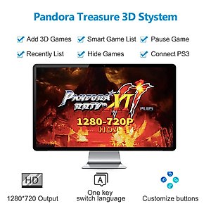 Pandora Treasure 3D Arcade Game Console - 30000 Games Installed, Search Games, Support 3D Games, 1280x720P, Favorite List, 4 Players Online Game, 2 Player Game Controls