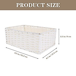 VOSAREA Rattan Woven Storage Baskets Bins: 22CM Water Hyacinth Shelf Basket Seagrass Wicker Makeup Organizer Toilet Paper Container Box Laundry Holder