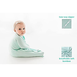 Transition Swaddle - Baby Wearable Blanket - Baby Sleep Sack with 2-Way Zipper - 95% Bamboo Viscose Fiber/5% Spandex - TOG 0.5 - Cozy Sleep Wrap designed by a pediatric (Soft Mint, Medium 6-12 Month)