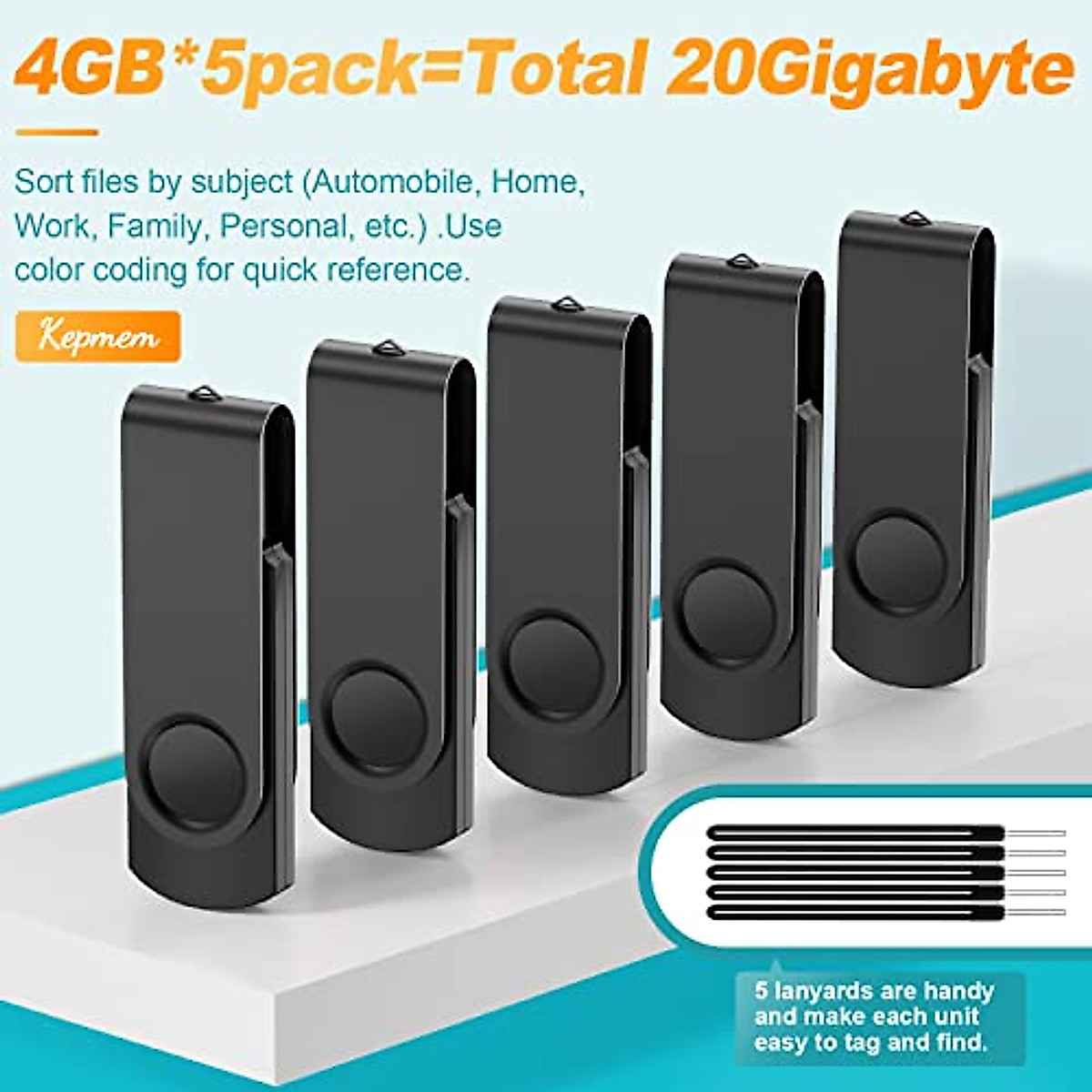 2GB Thumb Drive Bulk Pack of 5 USB 2.0 Flash Drives Value Black Pendrive 2 GB Portable Keychain Zip Drive Metal Memory Stick Multipack Swivel Jump Drive Data Storage as Clients Promotion Item