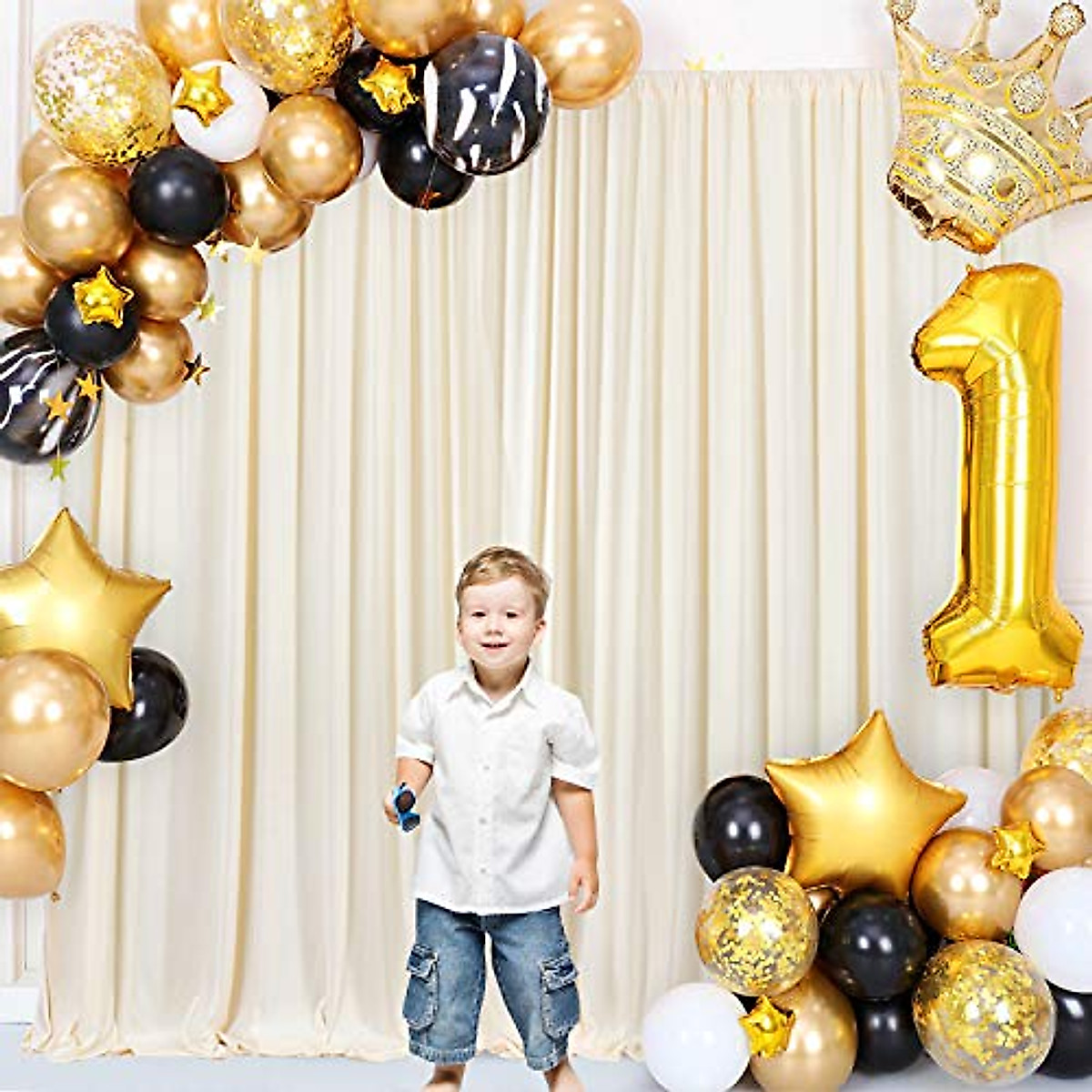 10ft x 10ft Champagne Backdrop Curtain for Baby Shower Wrinkle Free Backdrop Drapes Panels for Parties Wedding Bridal Shower Birthday Photo Photography Polyester Fabric Background Decoration