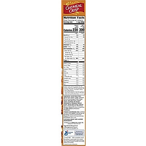 Oatmeal Crisp Heart Healthy Cereal, High Fiber Cereal Made with Whole Grain, 19.7 oz