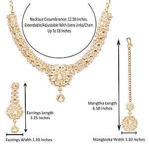 Touchstone Indian Bollywood Contemporary Fabulous Style Definition Rhinestone Designer Jewelry Wedding Necklace Set In Gold Tone For Women.