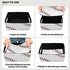 Kcldeci Baseball Storage Bins Baskets for Organizing 2Pack, Sturdy Storage Basket Foldable Storage Baskets for Shelves Closet Nursery Toy