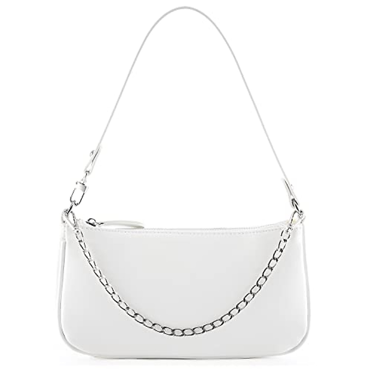 Loiral Small Purse for Women, Retro Classic Tote HandBag Mini Shoulder Bags Crocodile Pattern Clutch with Zipper Closure, White