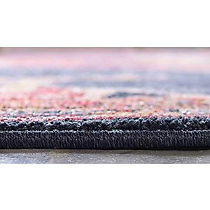 Unique Loom Utopia Collection Traditional Classic Vintage Inspired Area Rug with Warm Hues, 7' 1" x 10' Rectangle, Dark Blue/Beige