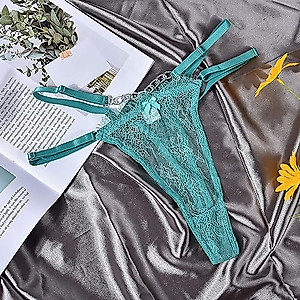 HHX Women Lingerie Sexy Teddy One-Piece Lace Babydoll Fishnet BabyDoll Bodysuit Nightie (L, Q00829J) Green